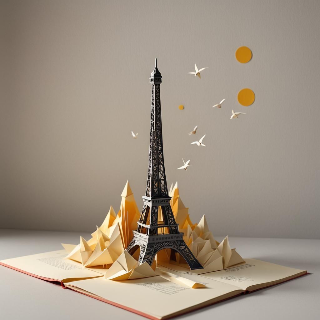 Pop-up book art Eiffel tower - AI Generated Artwork - NightCafe Creator