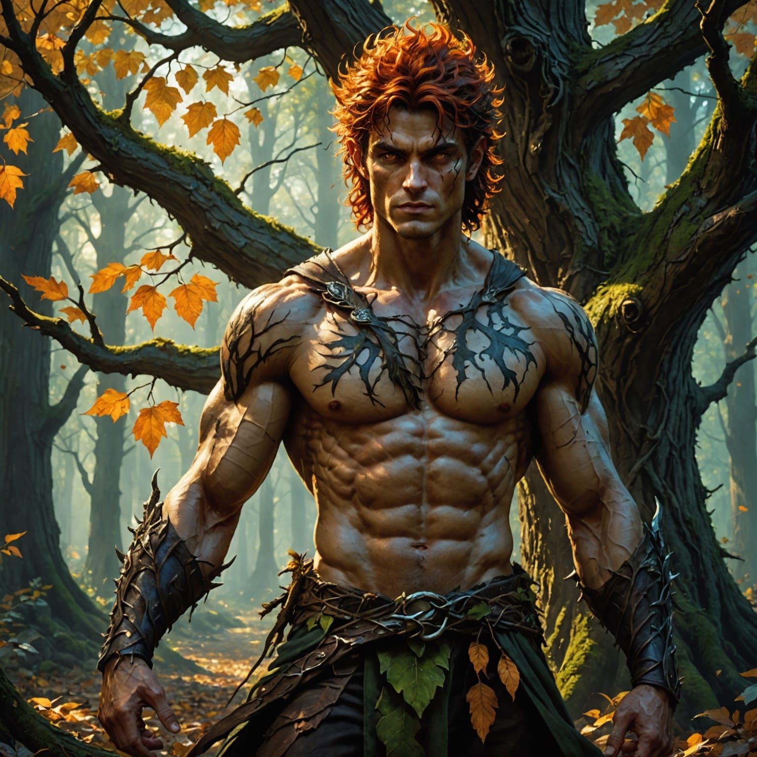 Towering Fae Emerge in Dappled Moonlight - AI Art