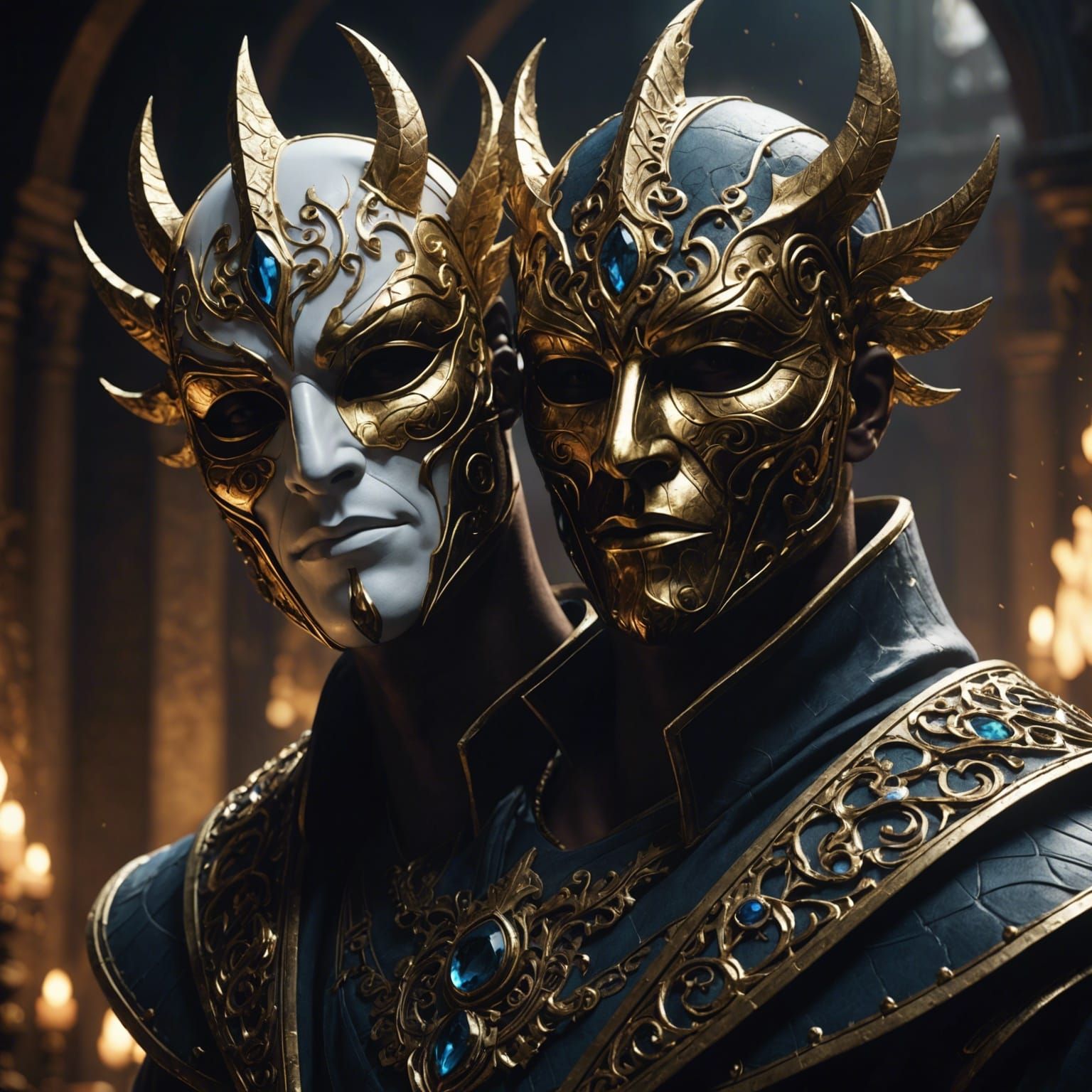 The Duality of the Mask - AI Generated Artwork - NightCafe Creator