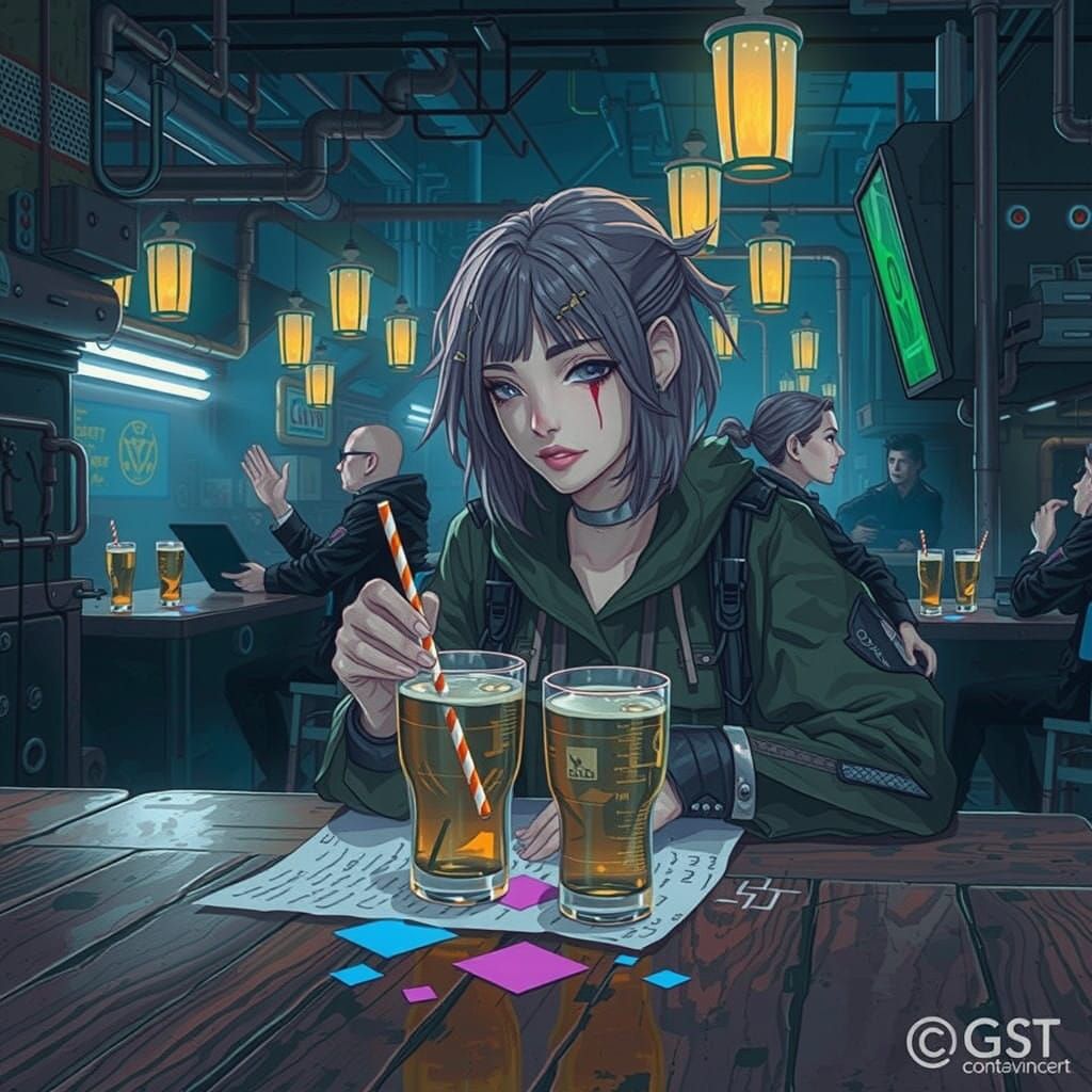 Night in the cyberpunk pub - Cyberpunk Nightlife in a Gritty...