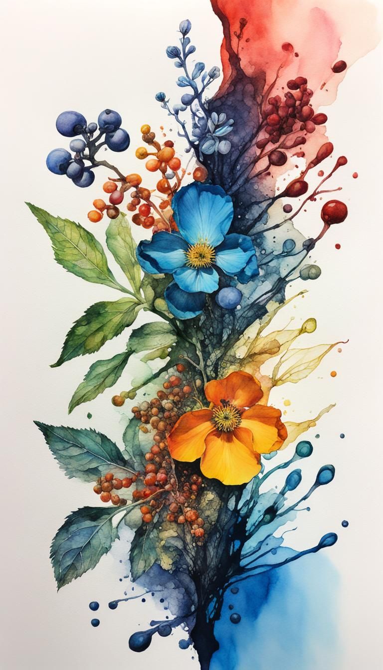 Split-Complimentary Botanical - AI Generated Artwork - NightCafe Creator