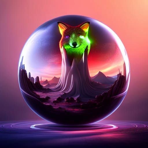 fox inside a glass orb - AI Generated Artwork - NightCafe Creator