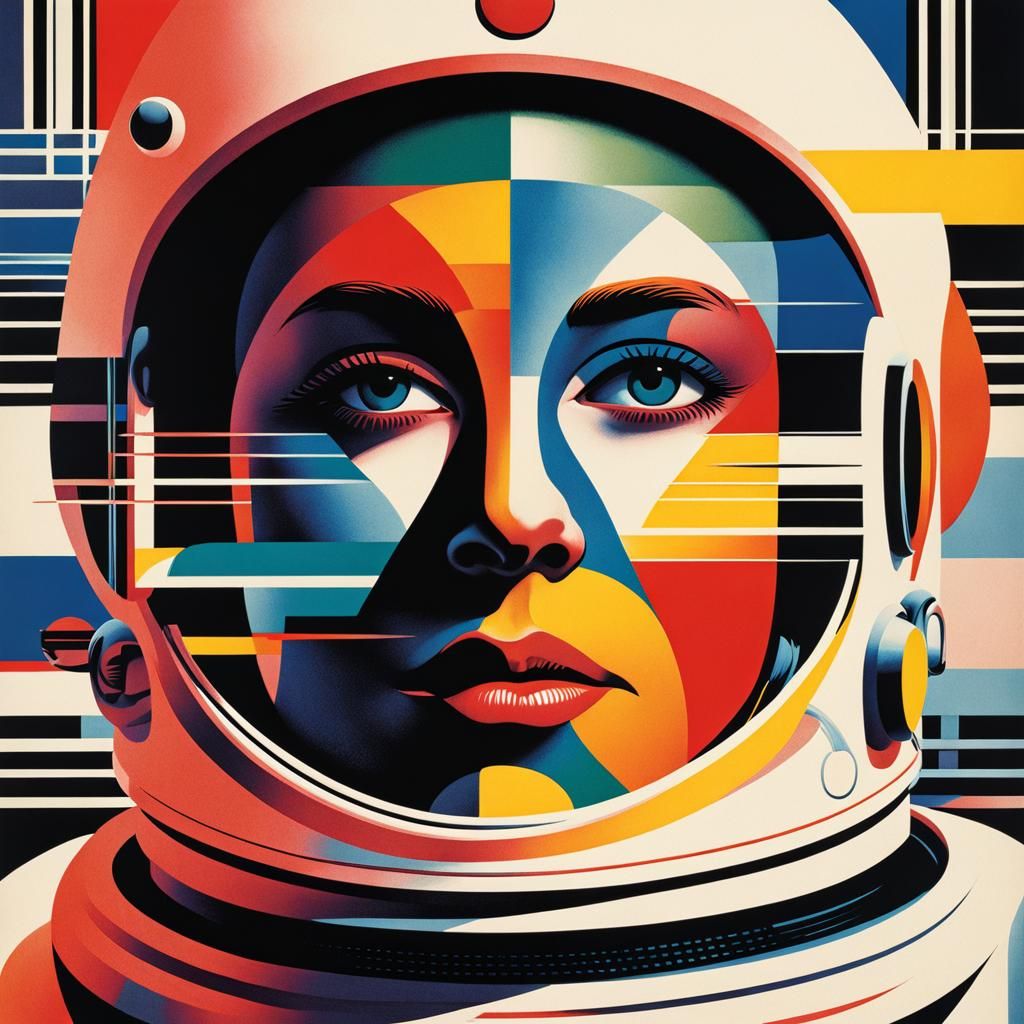 colourful bauhaus graphic faded design science fiction Nasa astronauts ...