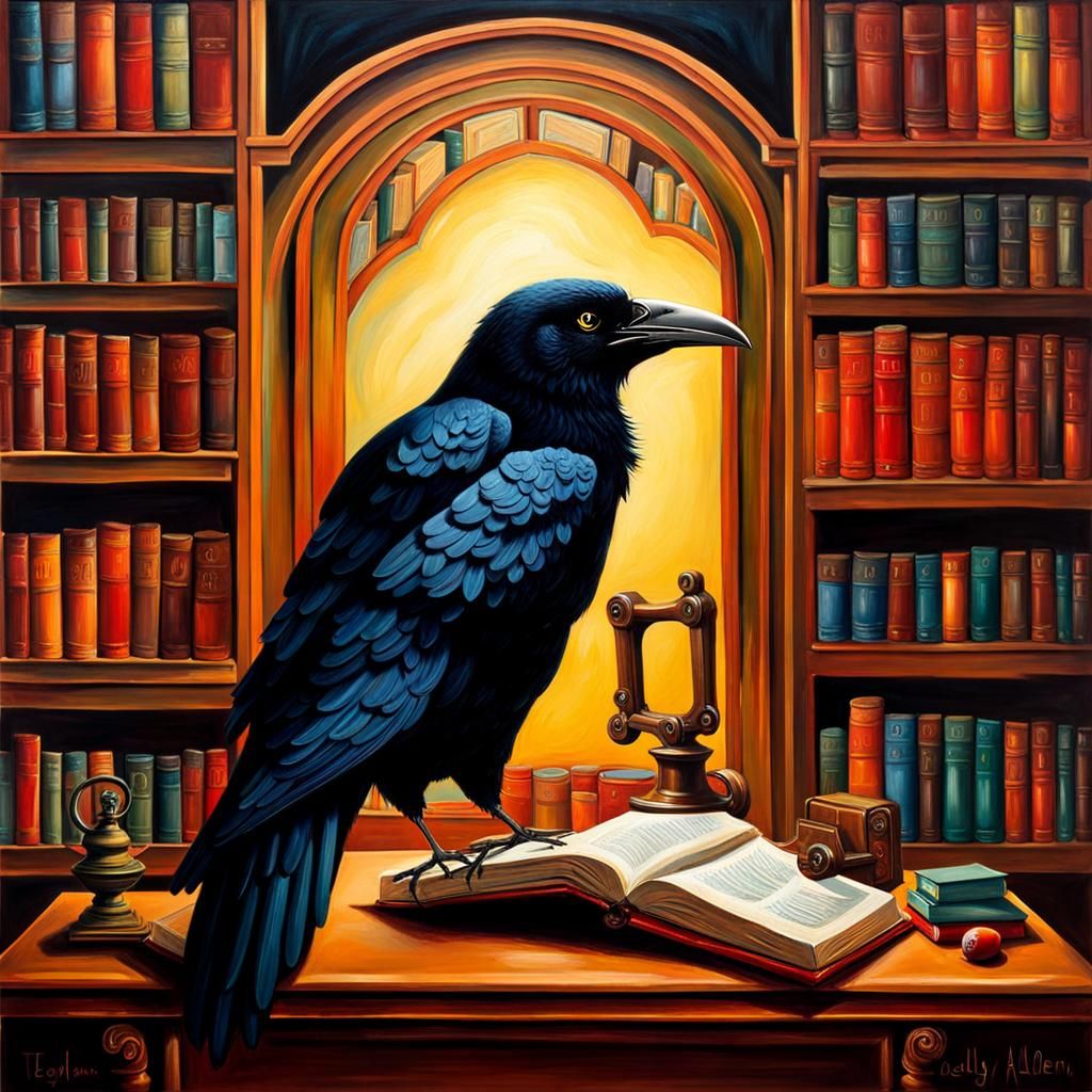Reading Raven - AI Generated Artwork - NightCafe Creator