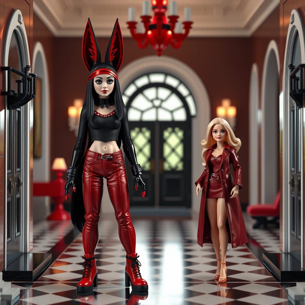 Goth Queen in Dark Fantasy Lego Mansion - AI Art