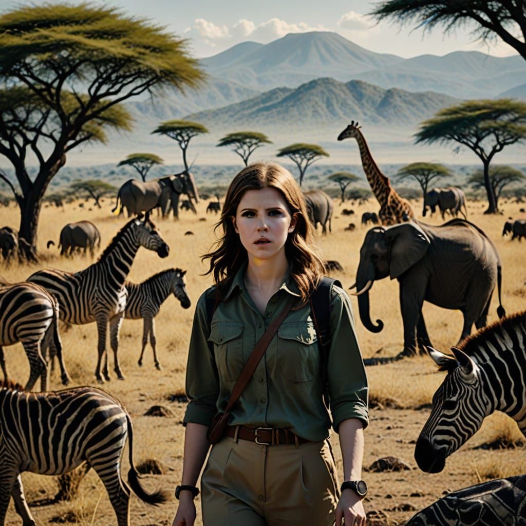 Anna Kendrick in Epic African Wilderness Landscape - AI Art