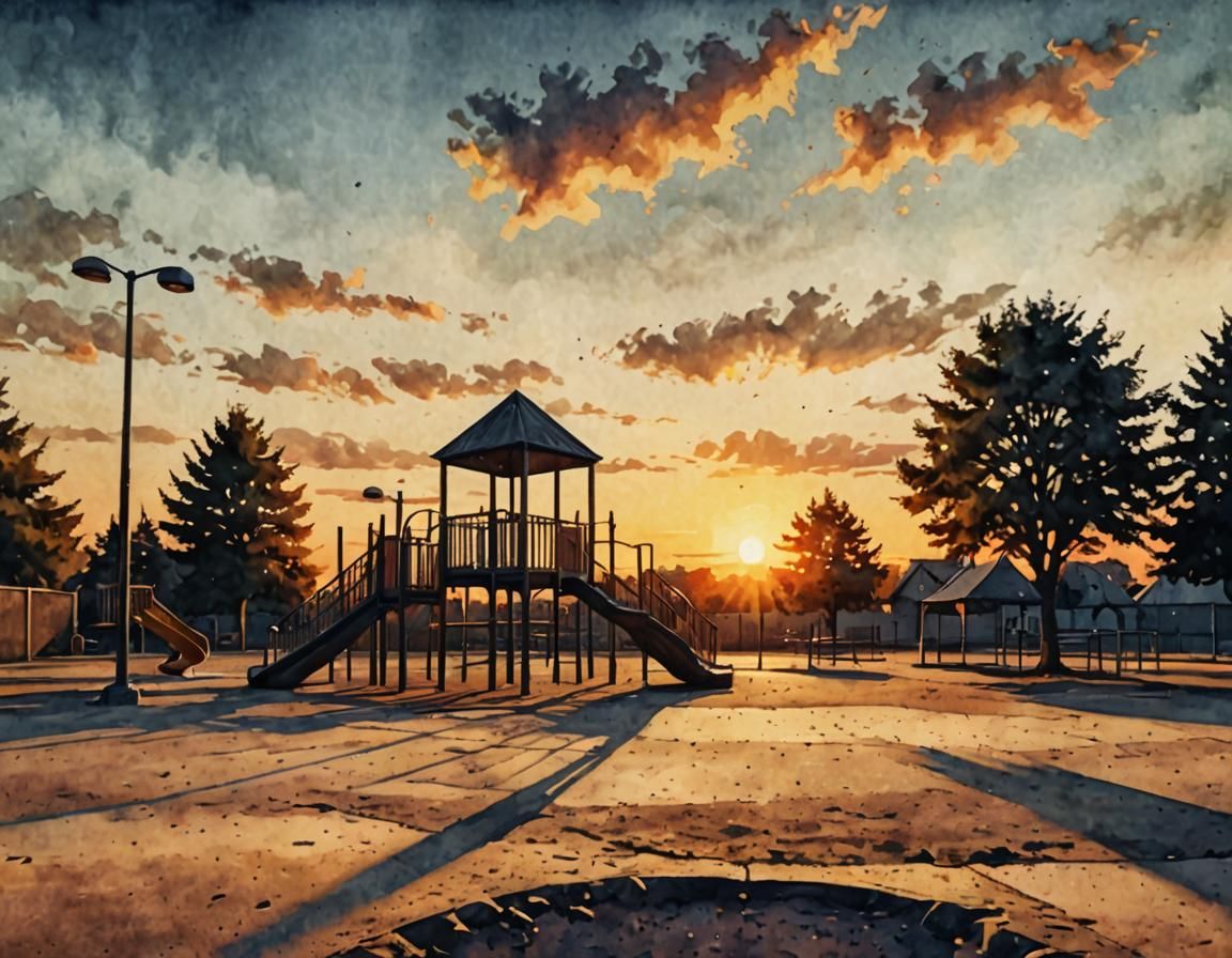 Playground at Sunset - AI Generated Artwork - NightCafe Creator