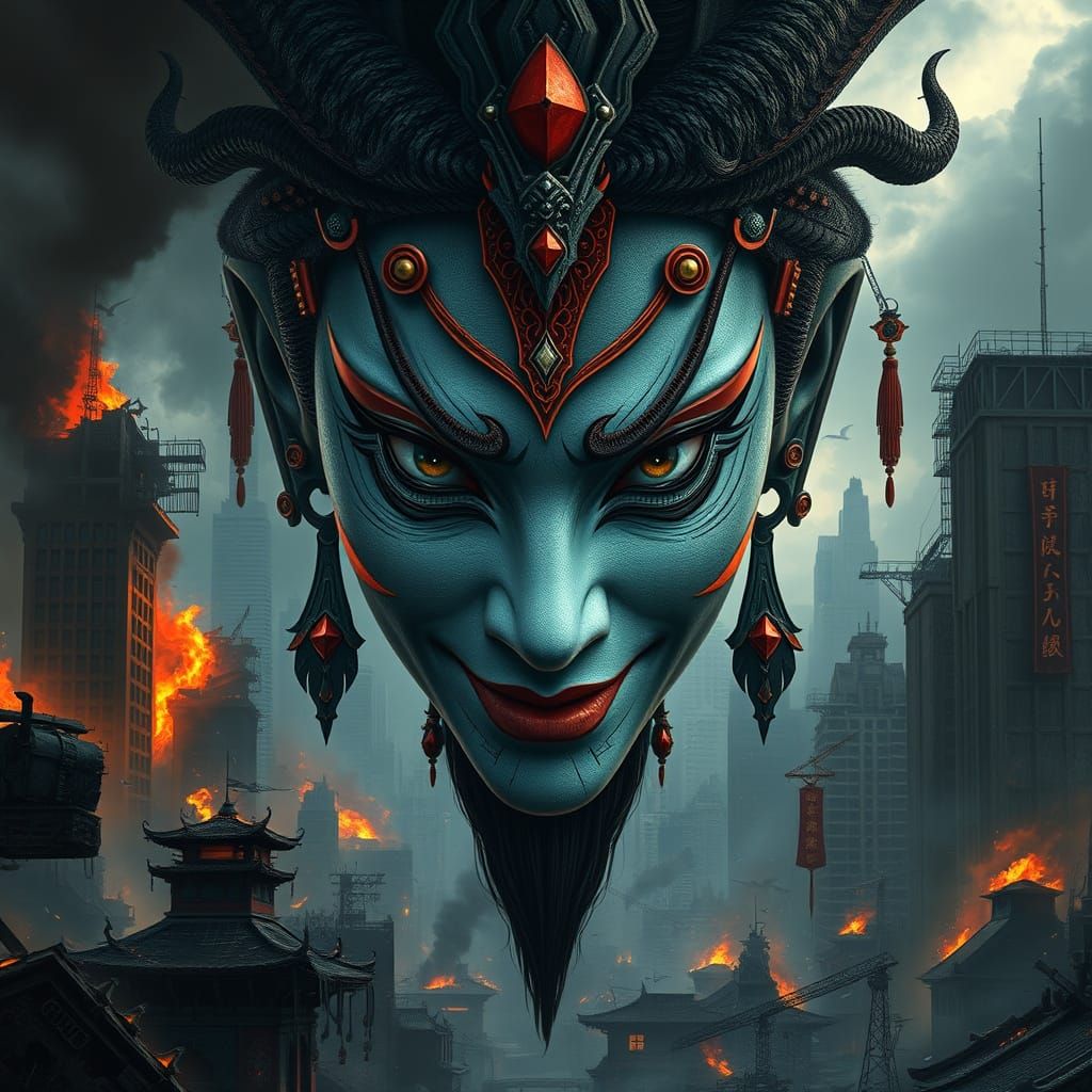 Chinese Goddess of Dread Reigns Over Apocalypse - AI Art