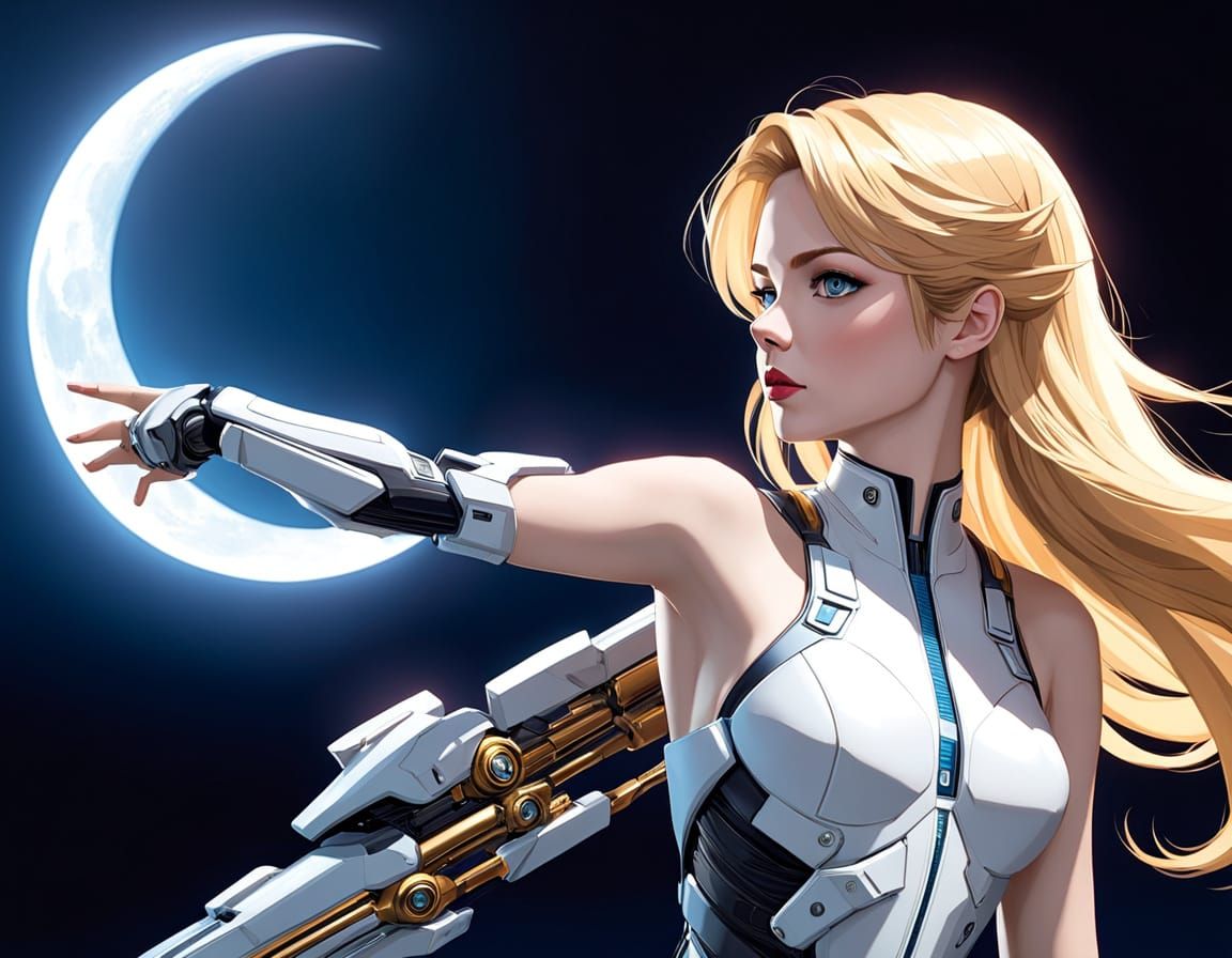 All in One - Futuristic Woman with Cybernetic Arm in Dreamli...