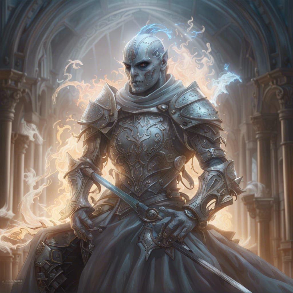 a 4k high resolution photograph of a Ghostly forsaken Knight ...