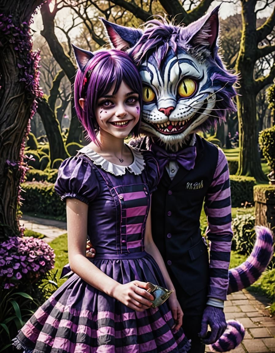 emo alice and the cheshire cat - emo alice with dark eyeliner and ...