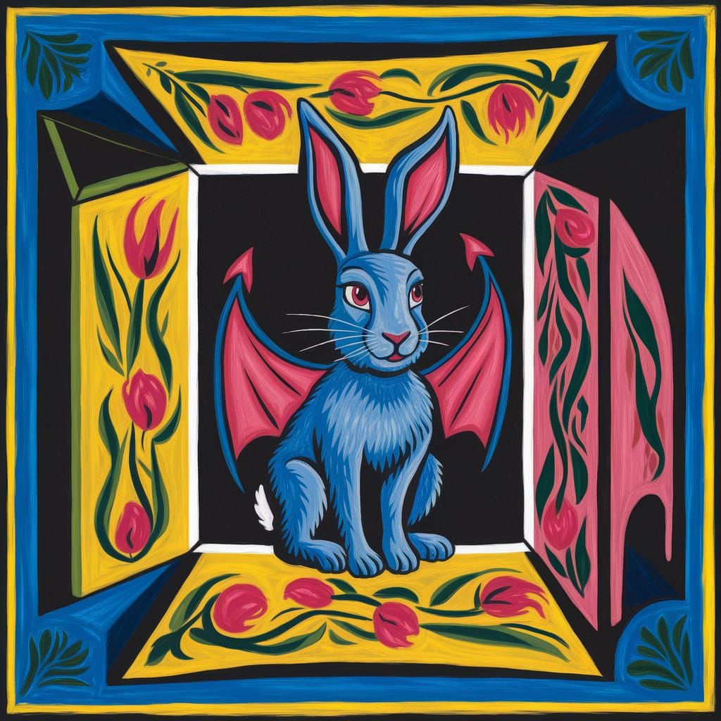 Rabbit Emerges from Surrealist Box Art - AI Art