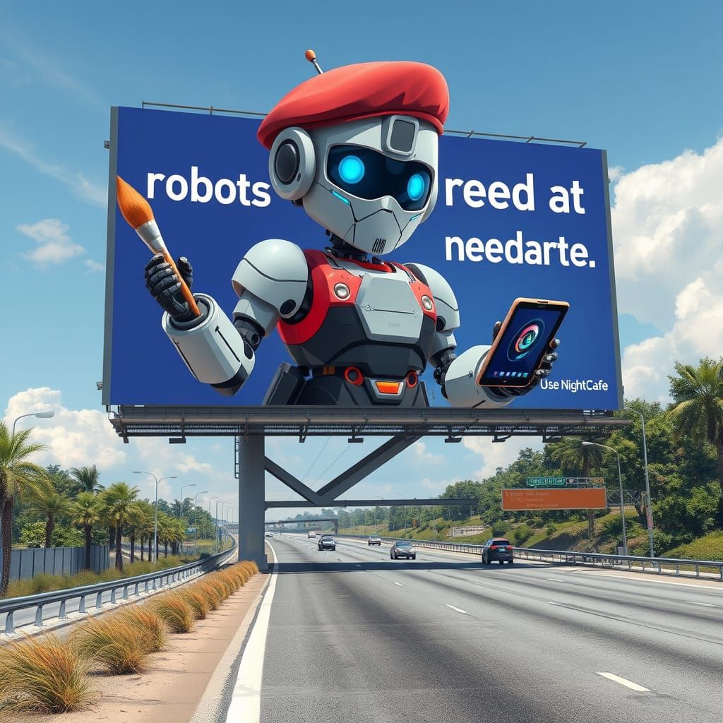 NightCafe Billboard - Giant Cartoon Robot Billboard in Anime...
