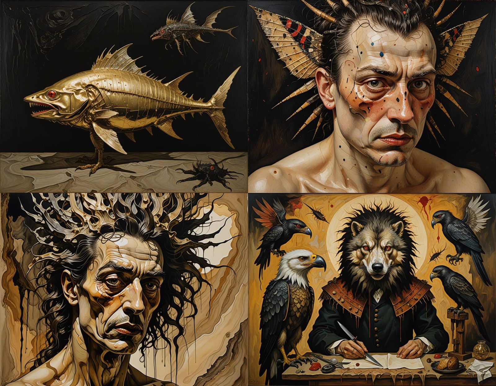 Surreal Oil Painting of Hybrid Creatures - AI Art