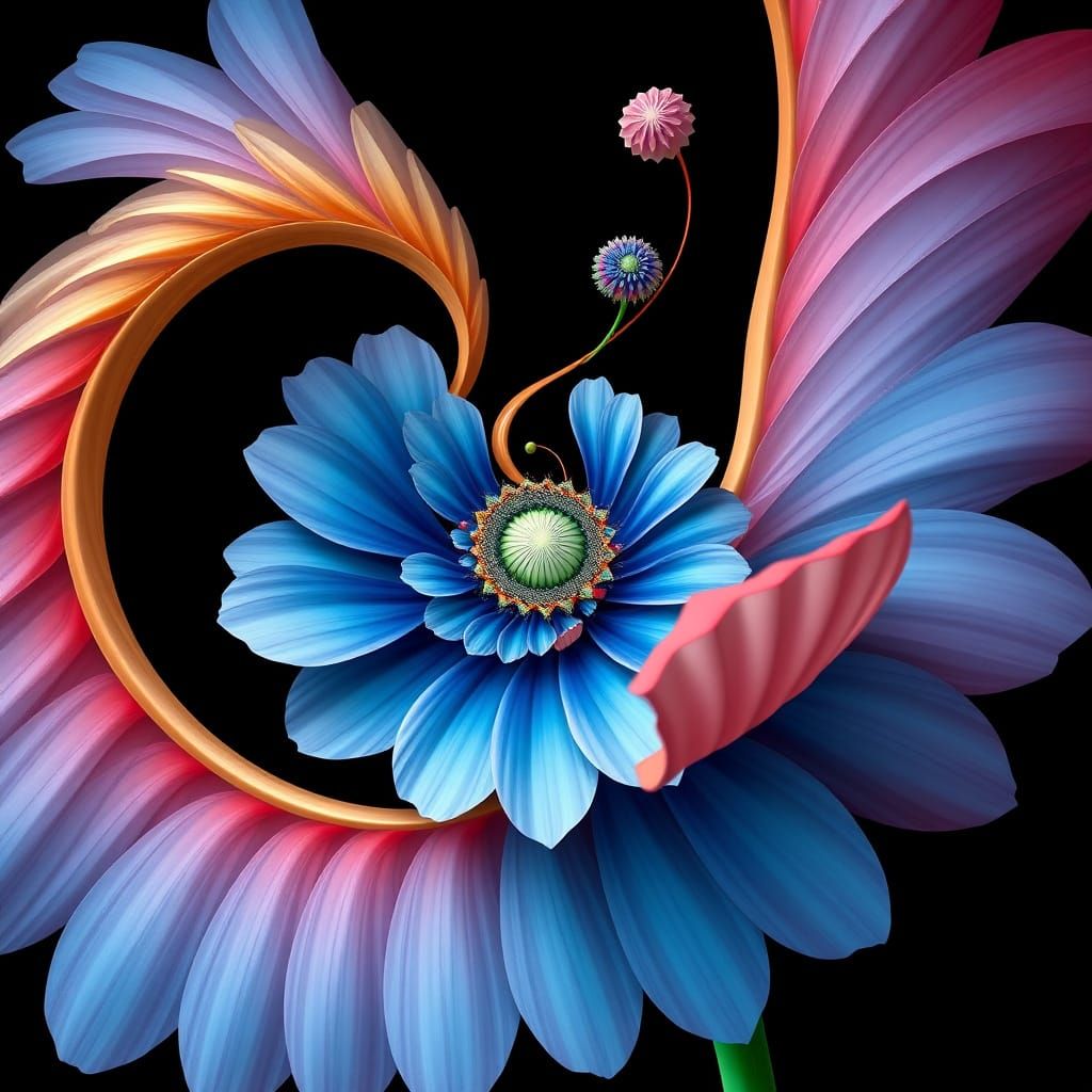 Surreal Pop Art Masterpiece with Fractal Daisy and... - AI Art