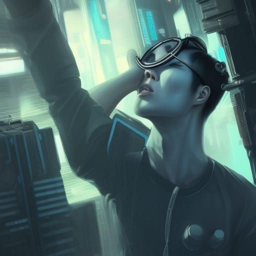 Cyberpunk Writer - AI Generated Artwork - NightCafe Creator