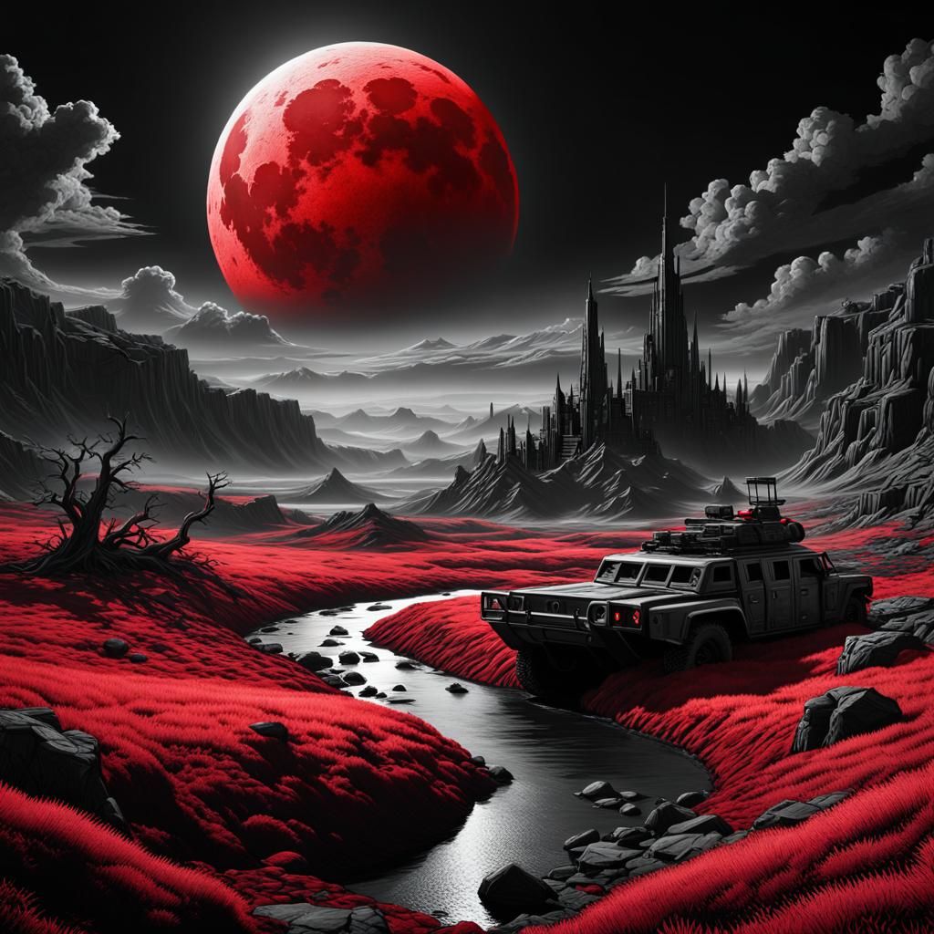Red moon - AI Generated Artwork - NightCafe Creator