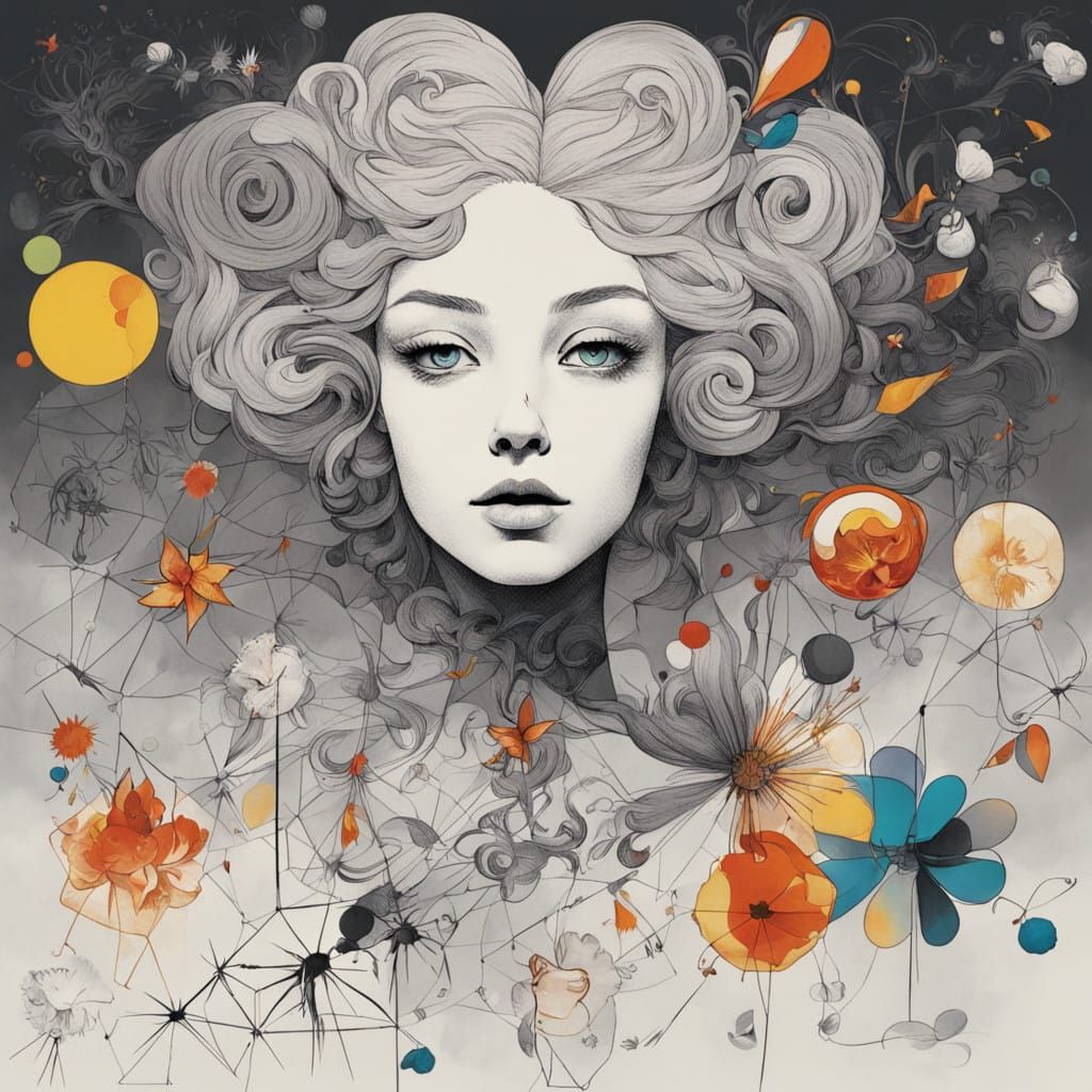 Woman Million Dandelion dreamscape, making wishes , Salvador Dali ...