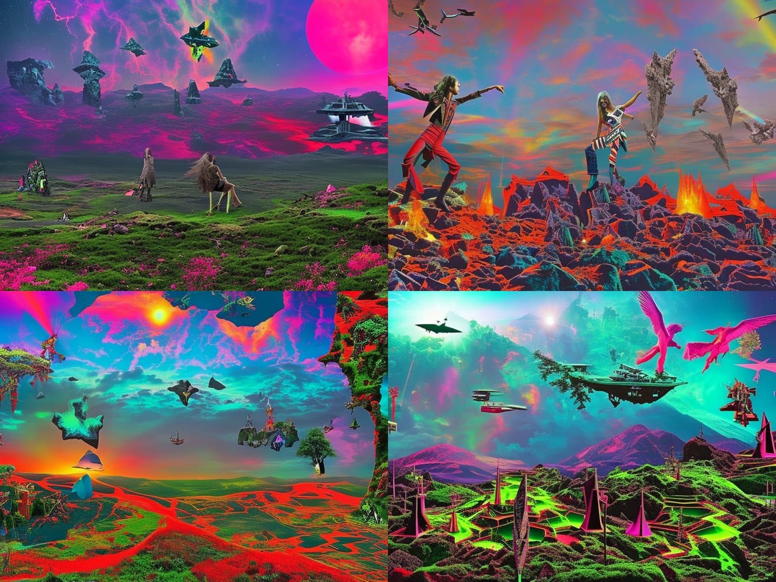 psychedelic landscape with electronic satanic ritual versus sucubus ...