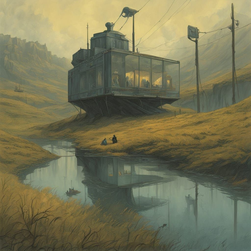 Futuristic Countryside in Pre-Raphaelite Style - AI Art