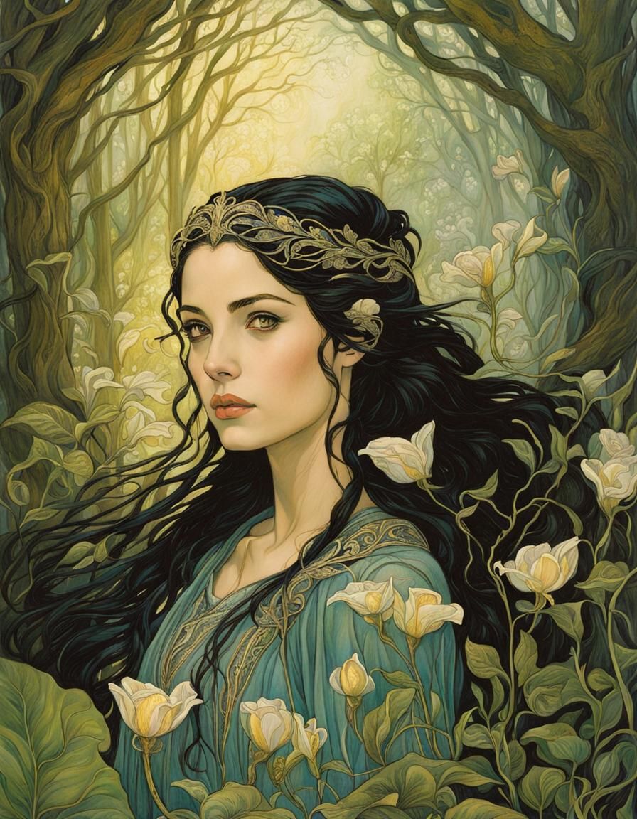 Arwen by Rebecca Guay - AI Generated Artwork - NightCafe Creator