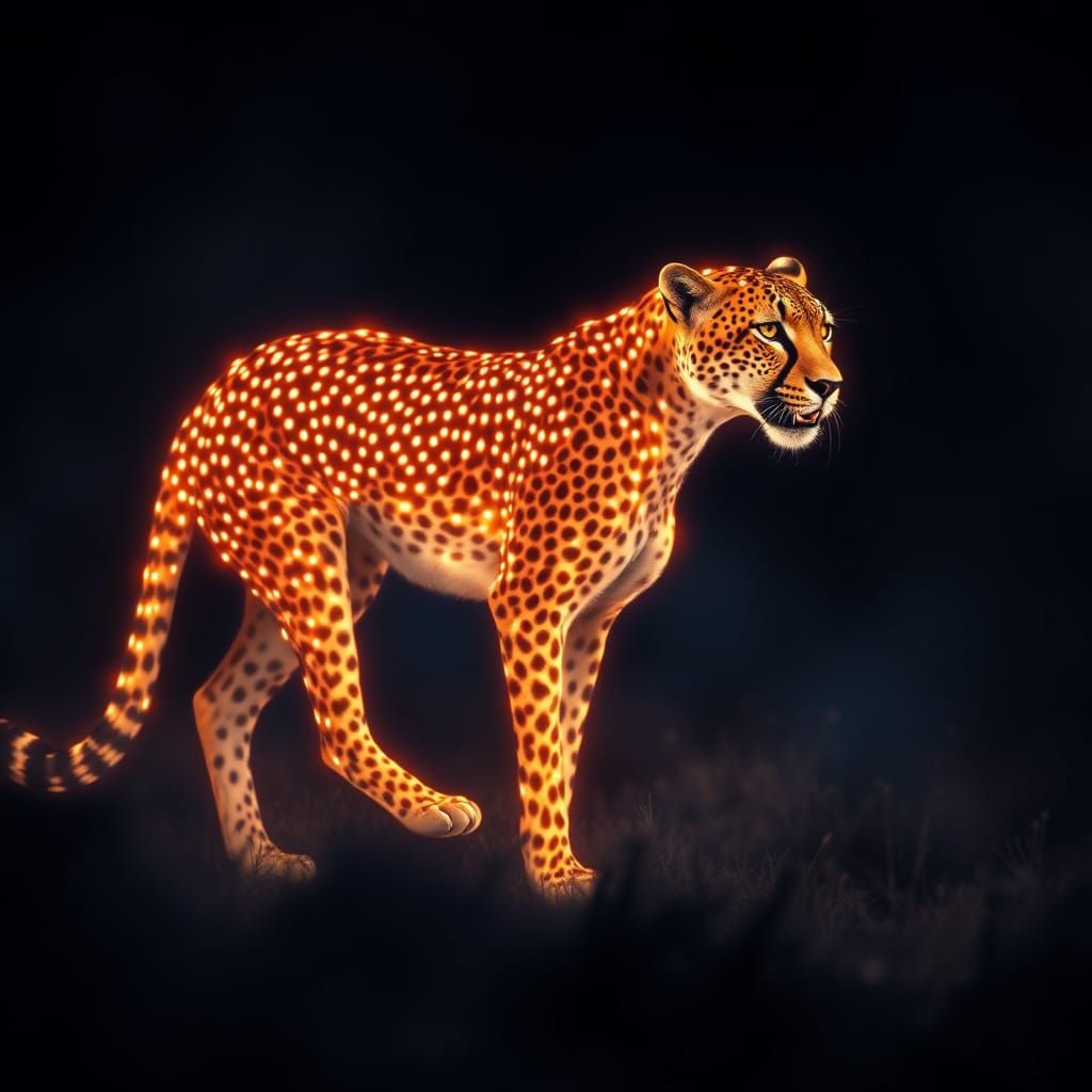 glowing cheetah - Glowing Cheetah in Neon Lighting