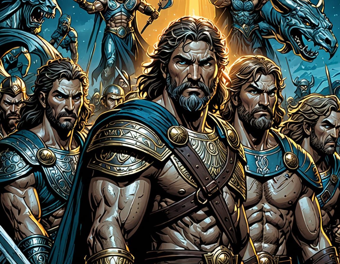 Odysseus and His Men in Epic Fantasy Comic Book Co... - AI Art