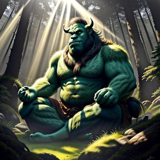 Meditating Ogre - AI Generated Artwork - NightCafe Creator
