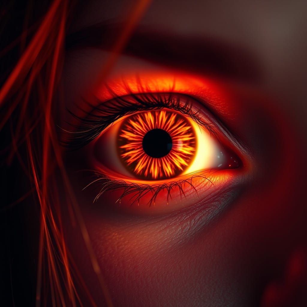 Hell's Eye - Fiery Inferno in a Woman's Gaze