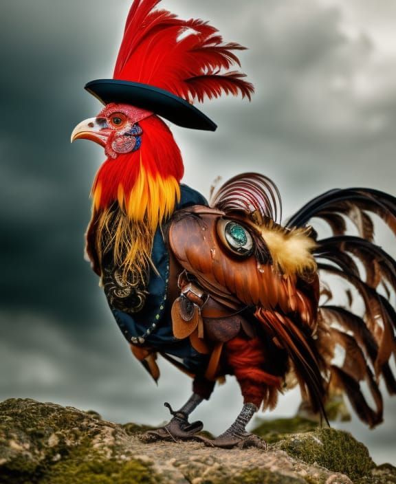 Steampunk rooster - AI Generated Artwork - NightCafe Creator