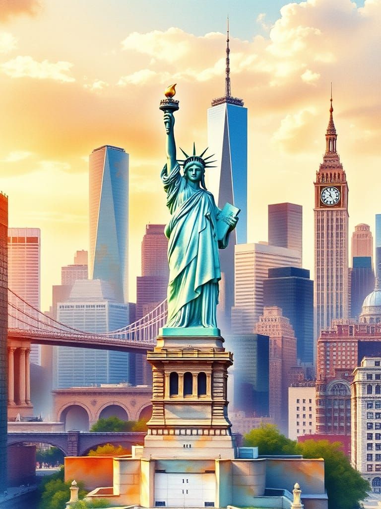 New York City - Ethereal New York City Watercolor Masterpie...