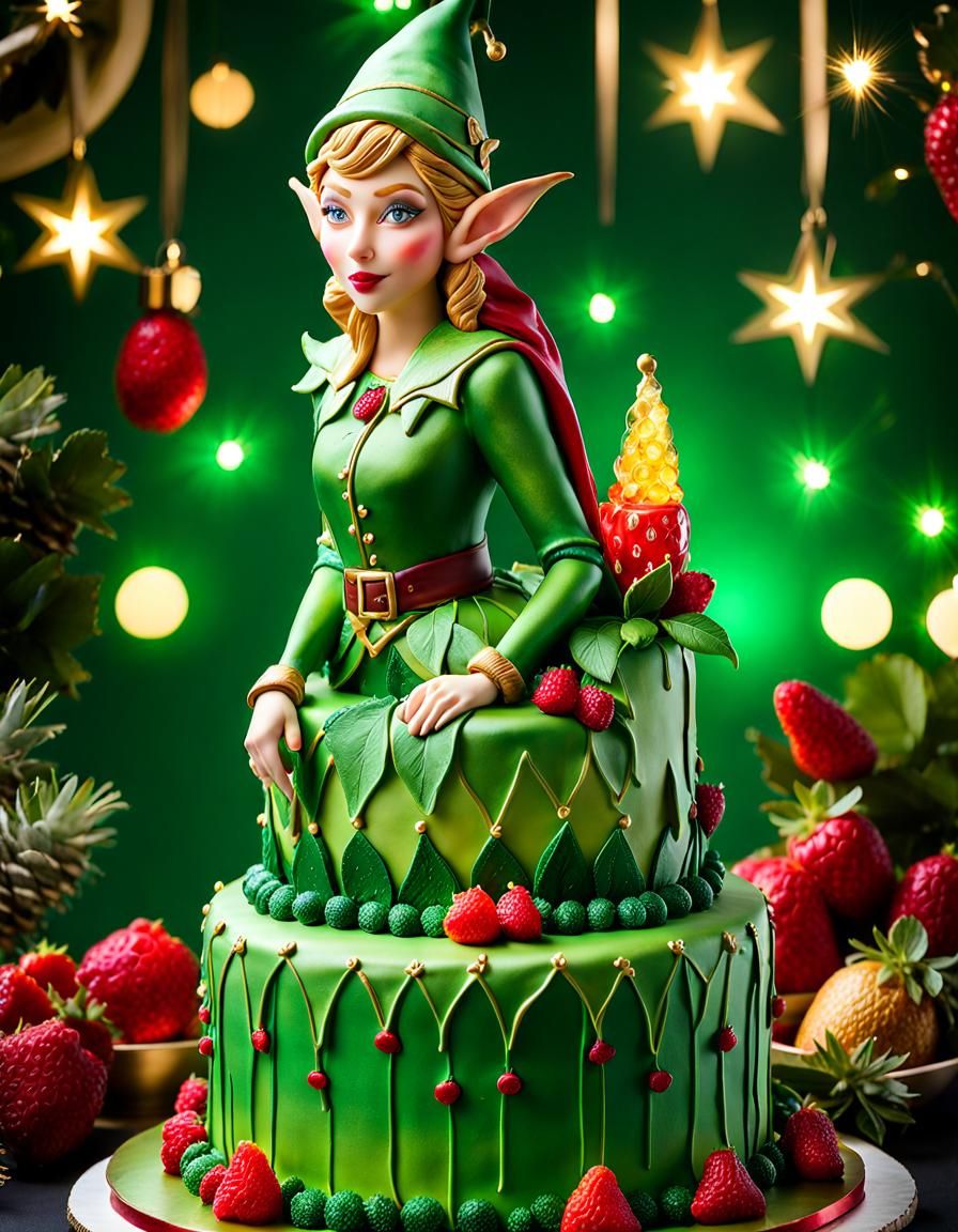 Christmas Elf Cake Sculpture 6 - AI Generated Artwork - NightCafe Creator