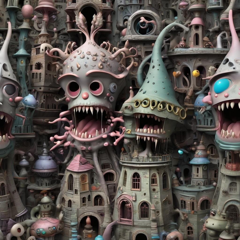A whimsical and surreal 3D artwork featuring a wacky creature called ...