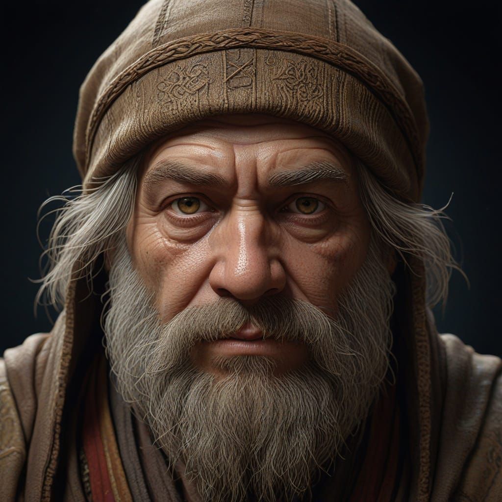 Gruff Dwarf Monk - Ancient Dwarf Warrior in Muted Earth Tone...