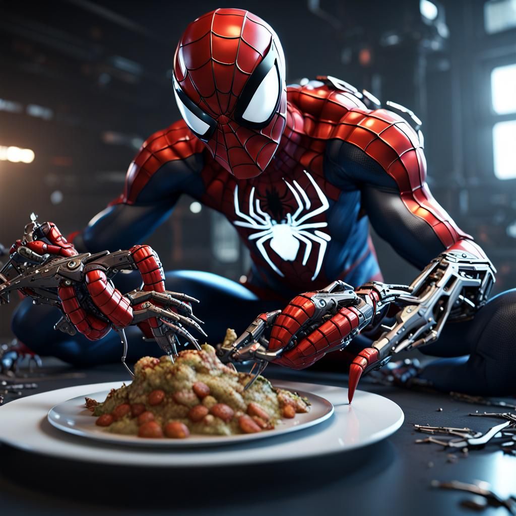 spiderman eating venom - AI Generated Artwork - NightCafe Creator