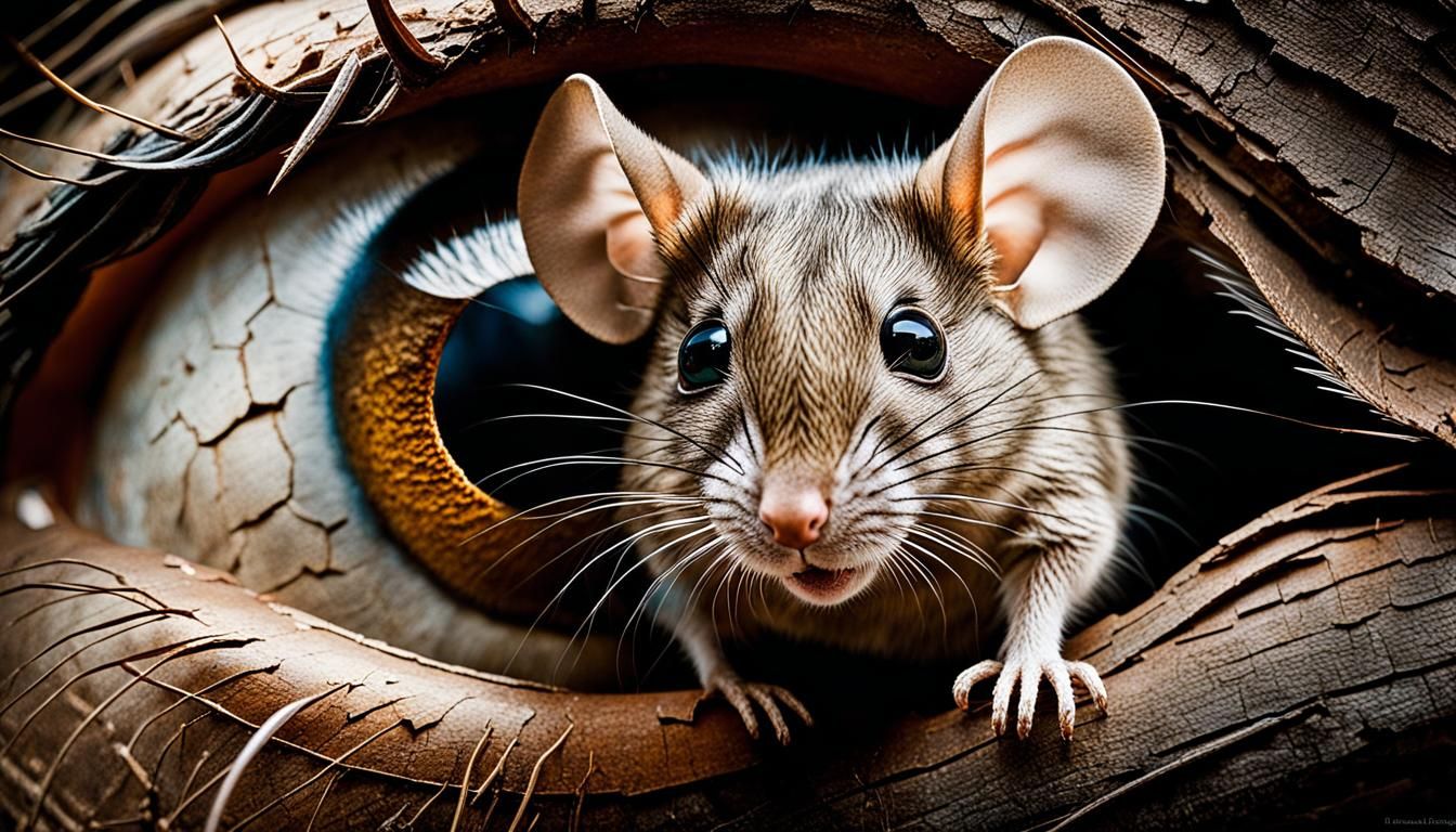 high resolution photograph of a Anthropomorphic mouse (emerging out of ...