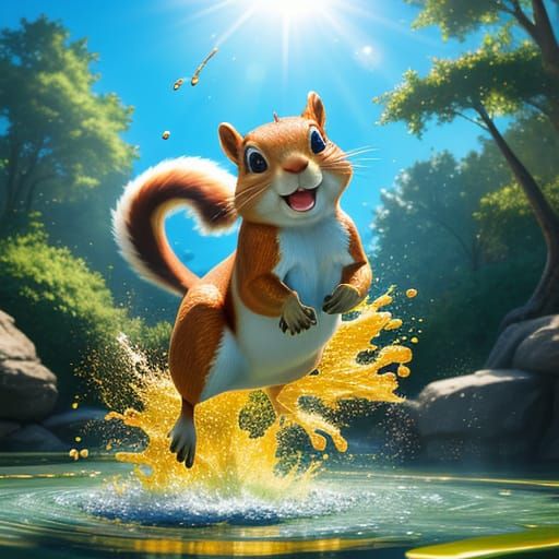 Mischievous squirrel peeing in the pool?