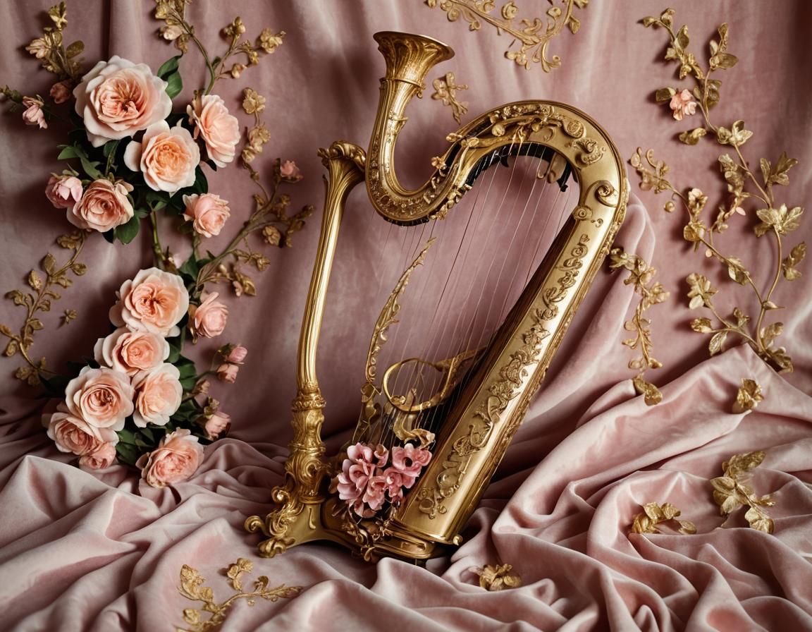 A mysterious musical instrument - Baroque Pink Harp in Soft ...