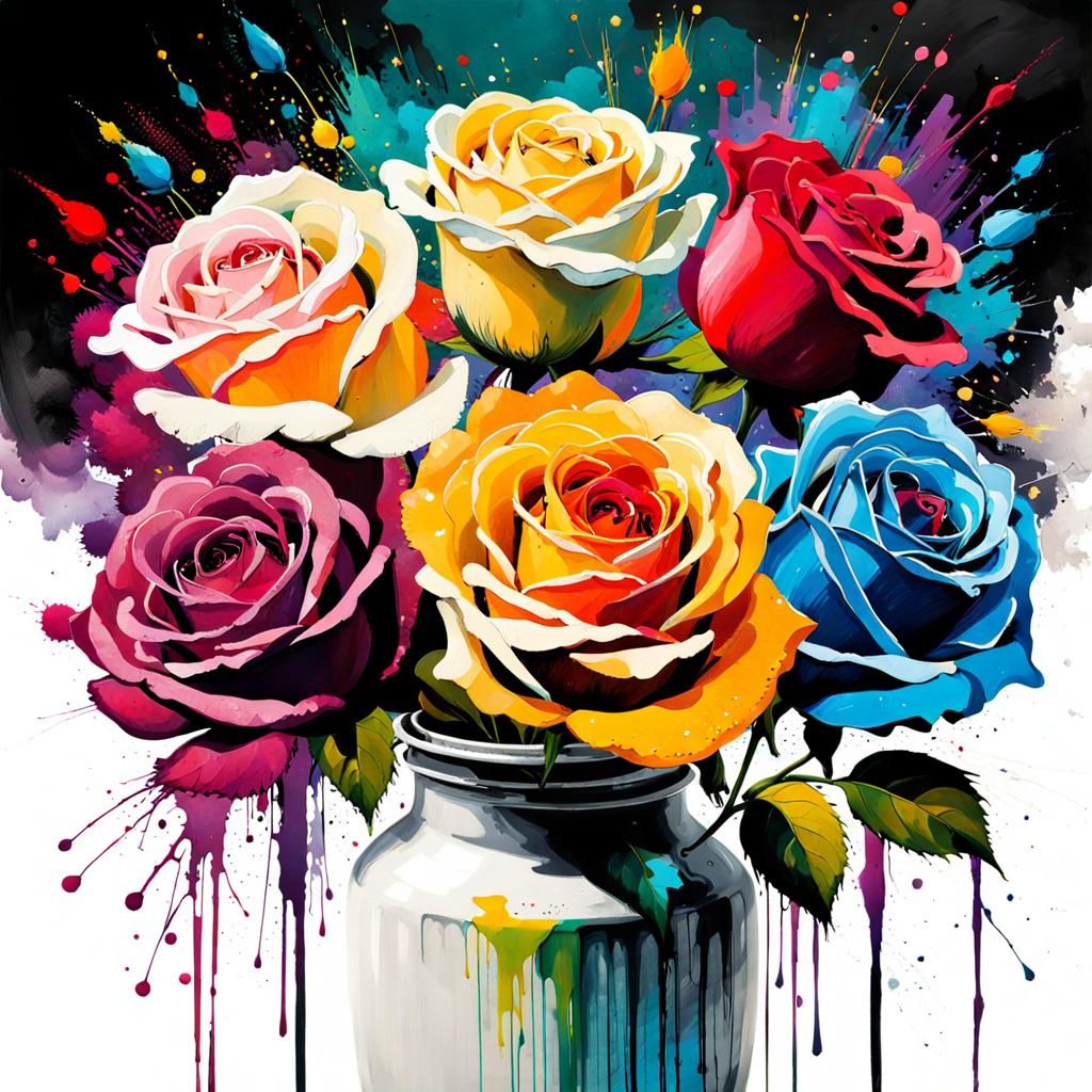 Roses (Ink Splash) - AI Generated Artwork - NightCafe Creator