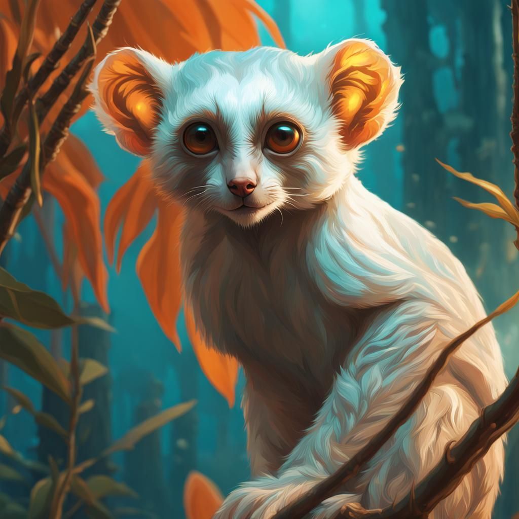 Albino Slow Loris - AI Generated Artwork - NightCafe Creator