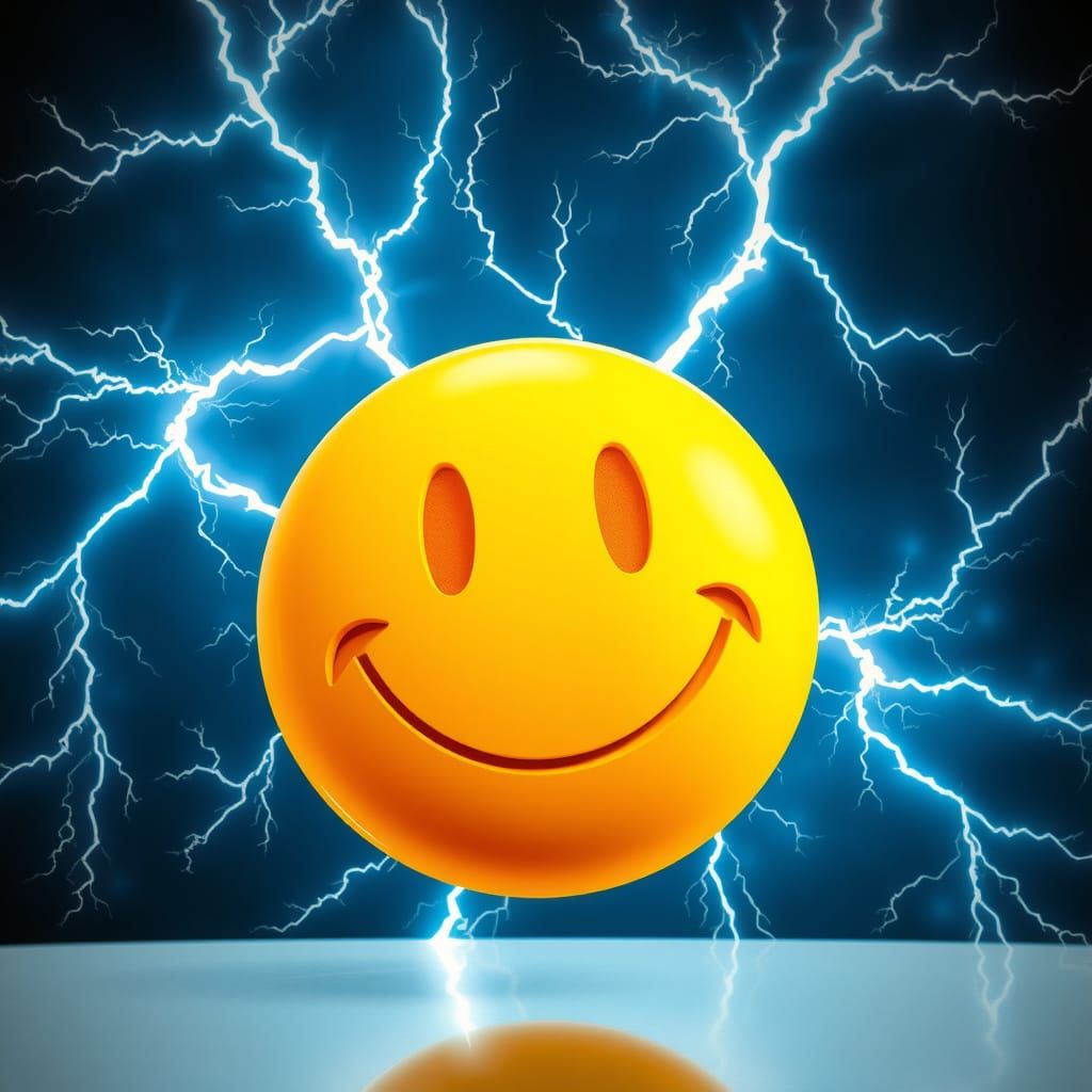 Smile! - Vibrant Psychedelic Smiley Face in Electric Storm