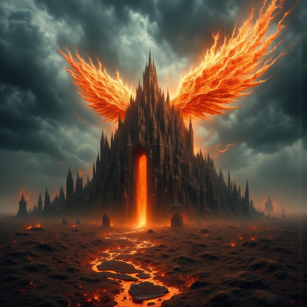 phoenix volcano - Cyberpunk Phoenix Ascends from Melted Cast...
