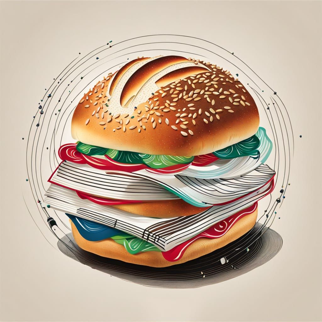 Magnetic Field Art with Whimsical Bread Doodle - AI Art