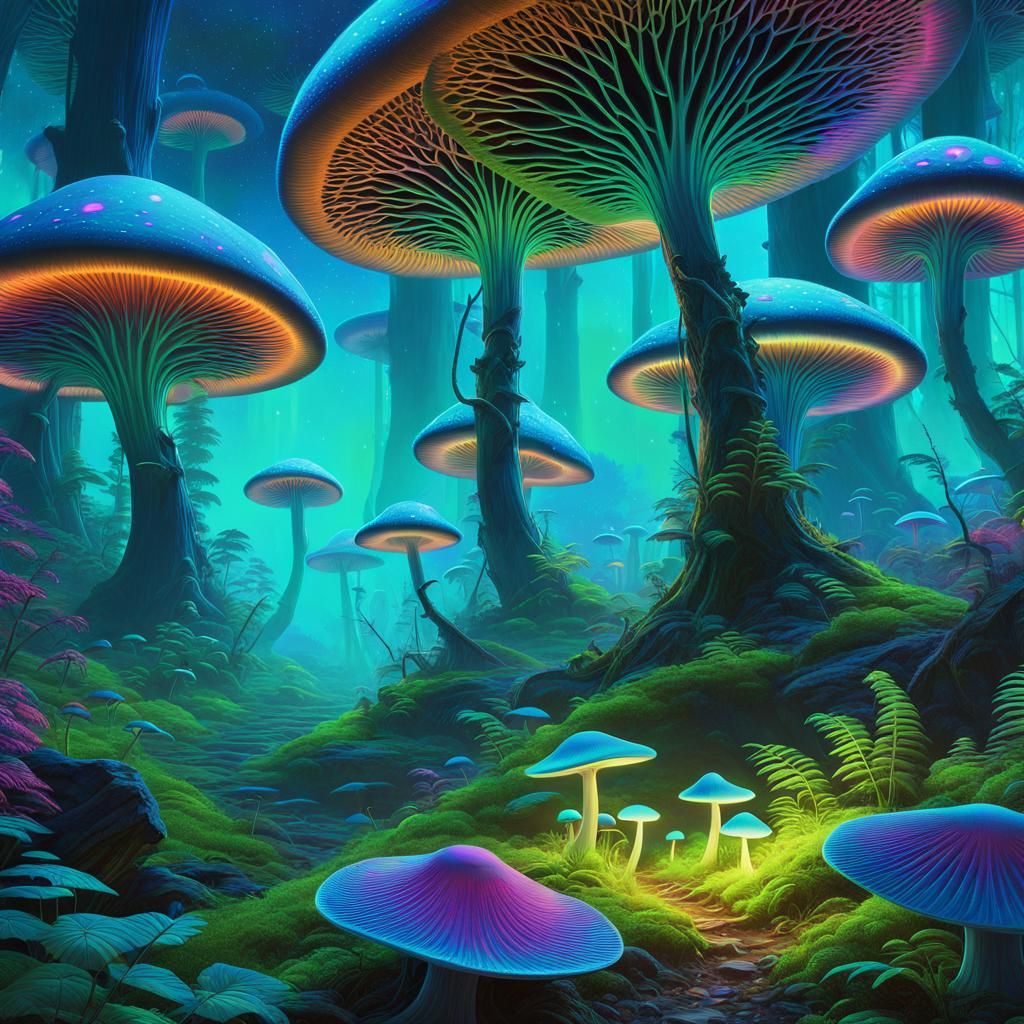 An Iridescent forest on an alien planet - AI Generated Artwork ...