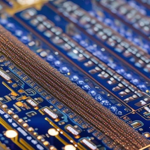 close-up of inticately detailed futuristic crystals inbeded circuitry ...