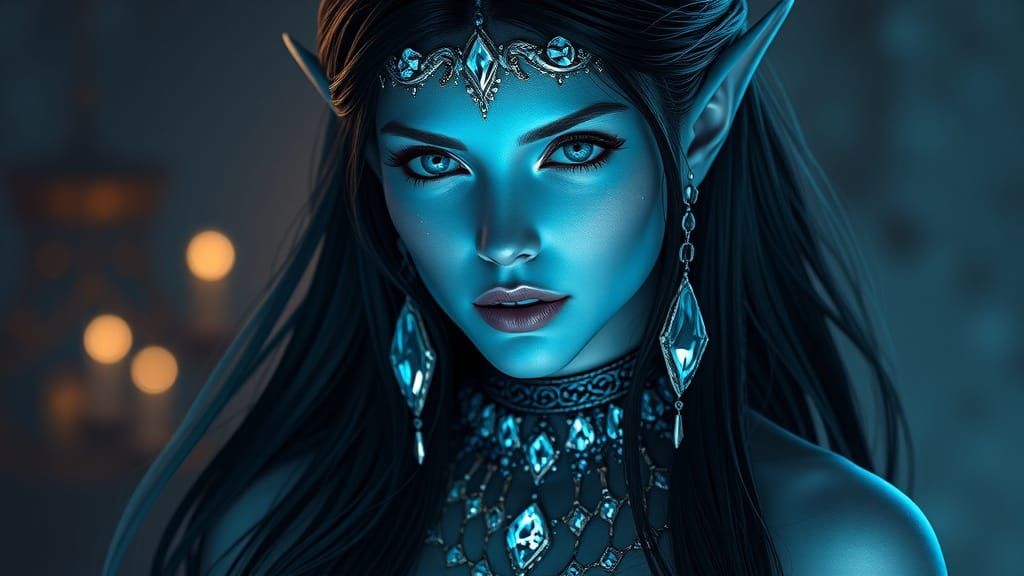 Ethereal Highborn Elf with Icy Grey Eyes and Intri... - AI Art