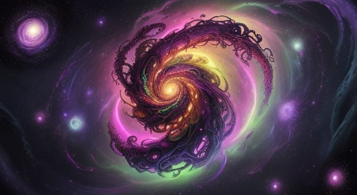 Azathoth - Cosmic Horror Figure in the Purple Nebula