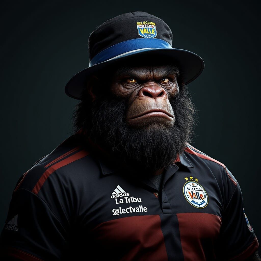 Imposing Gorilla Coach with Sports Club Logo - AI Art