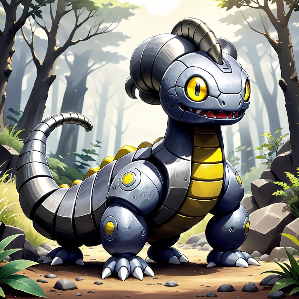 Majestic Steel Worm Fakemon - AI Art