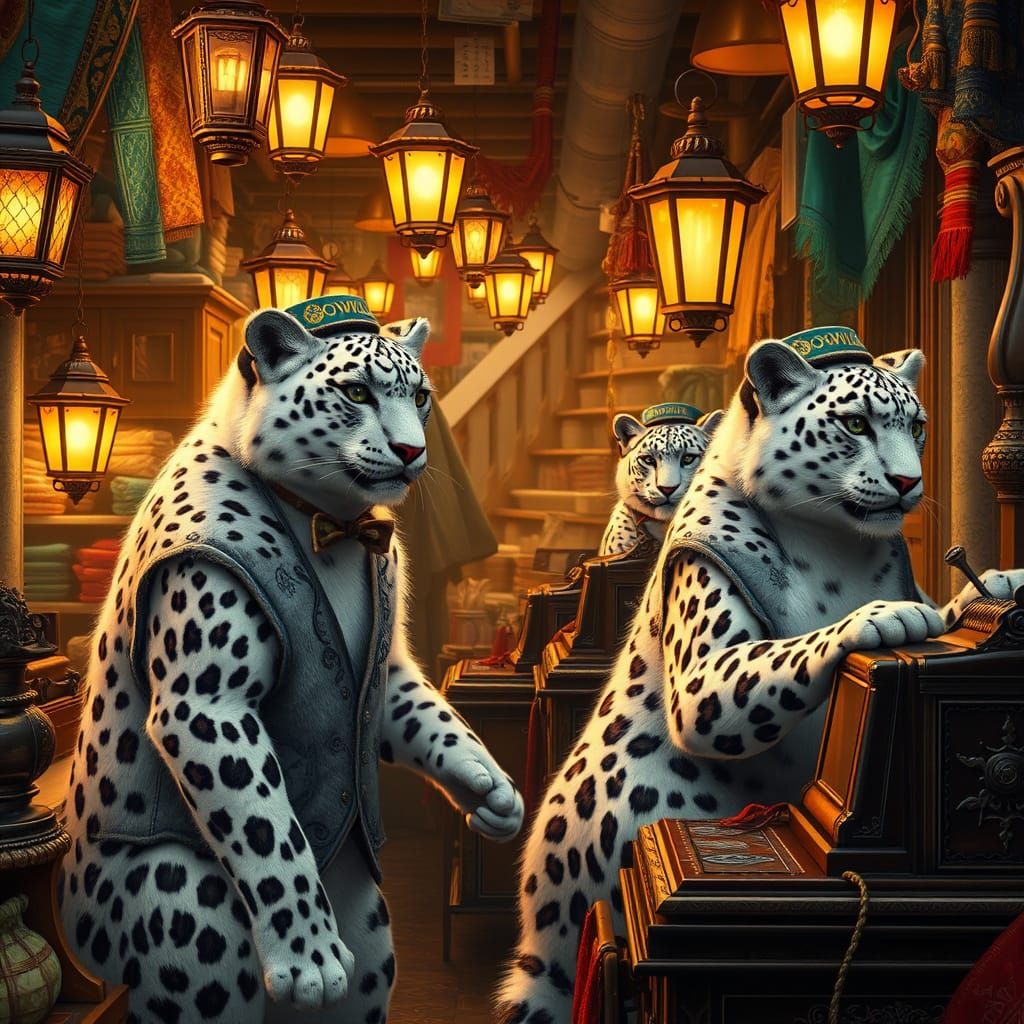 Furry Office Workers in Dreamlike Mall Oasis - AI Art